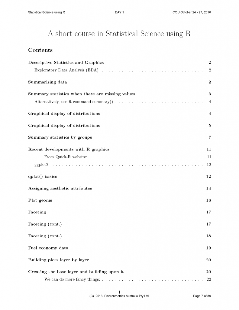 Introduction to Statistical Modelling using R – Course Notes (Free to ...